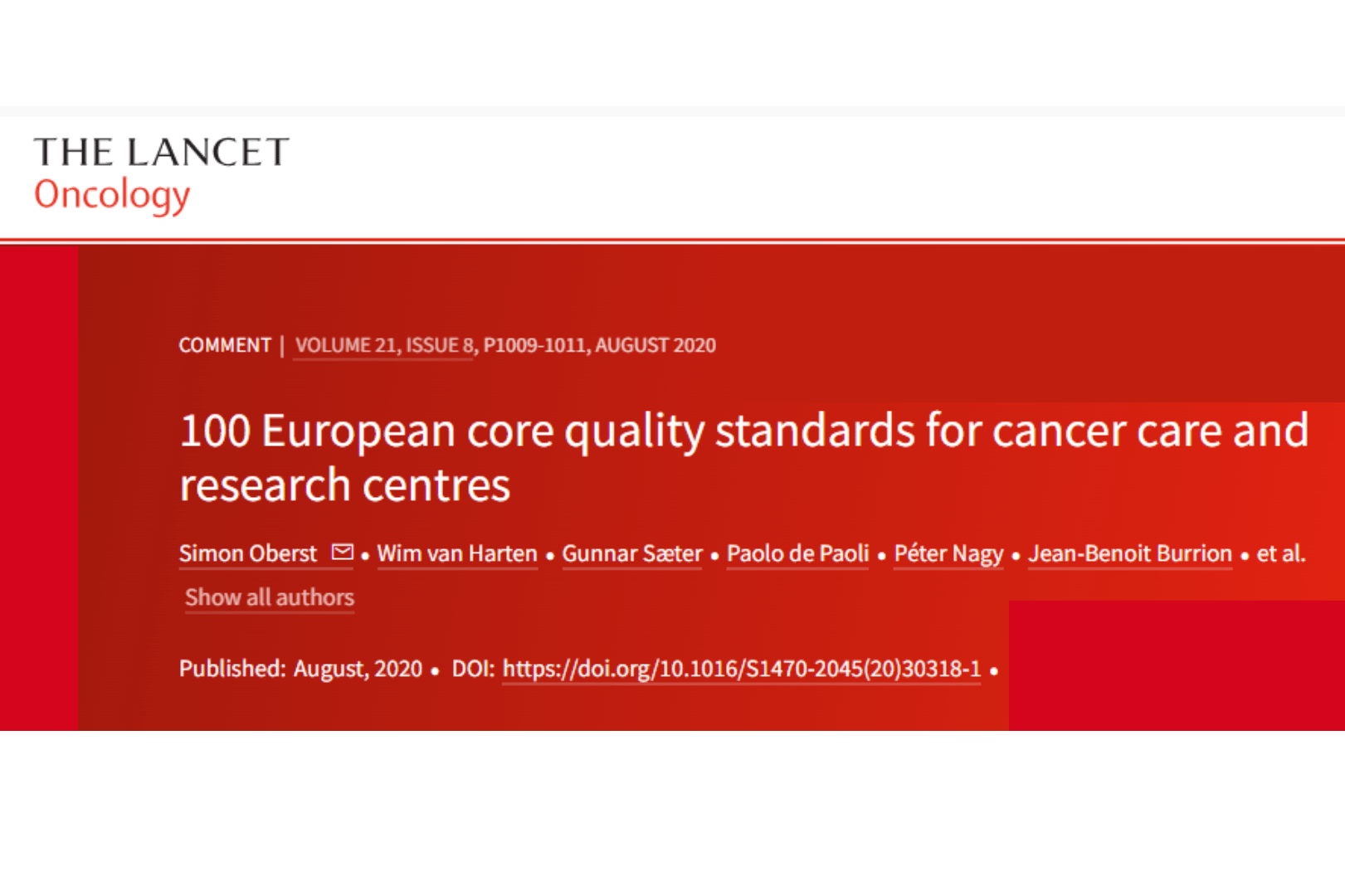 100 CORE Standards Article - OECI - Accreditation